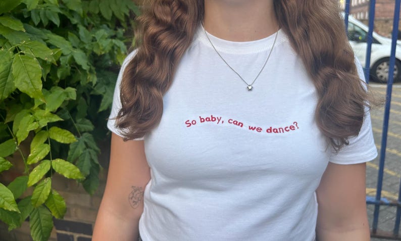 Custom Lyrics/phrase Embroidered T-shirt or Baby Tee - Etsy UK