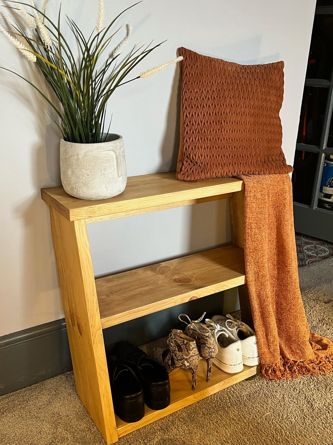 Solid Pine Shoe Rack. Unique, Sloped Design. Very Solid, Handmade ...