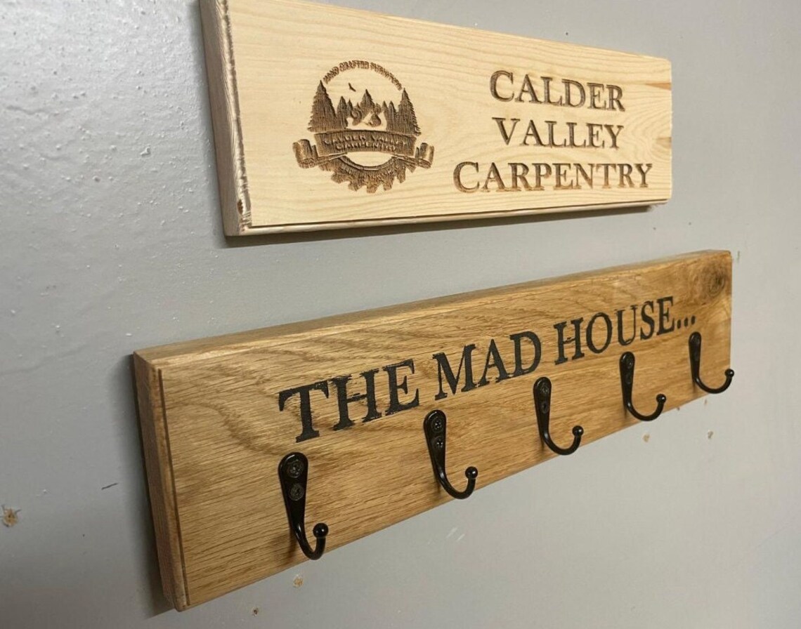 Solid Oak Key Rack Available With or Without Engraving. Multiple Sizes ...