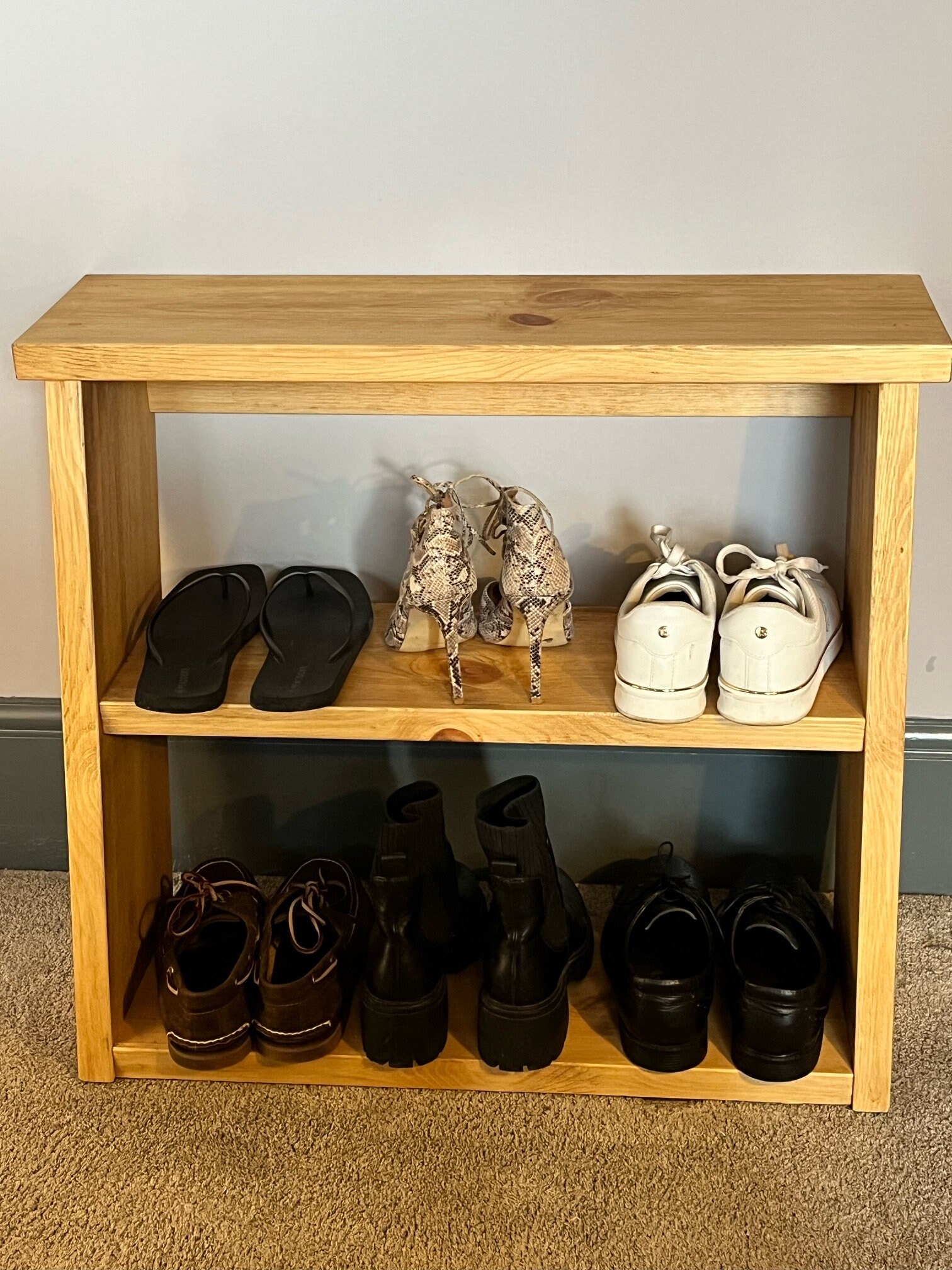 Solid Pine Shoe Rack. Unique, Sloped Design. Very Solid, Handmade ...