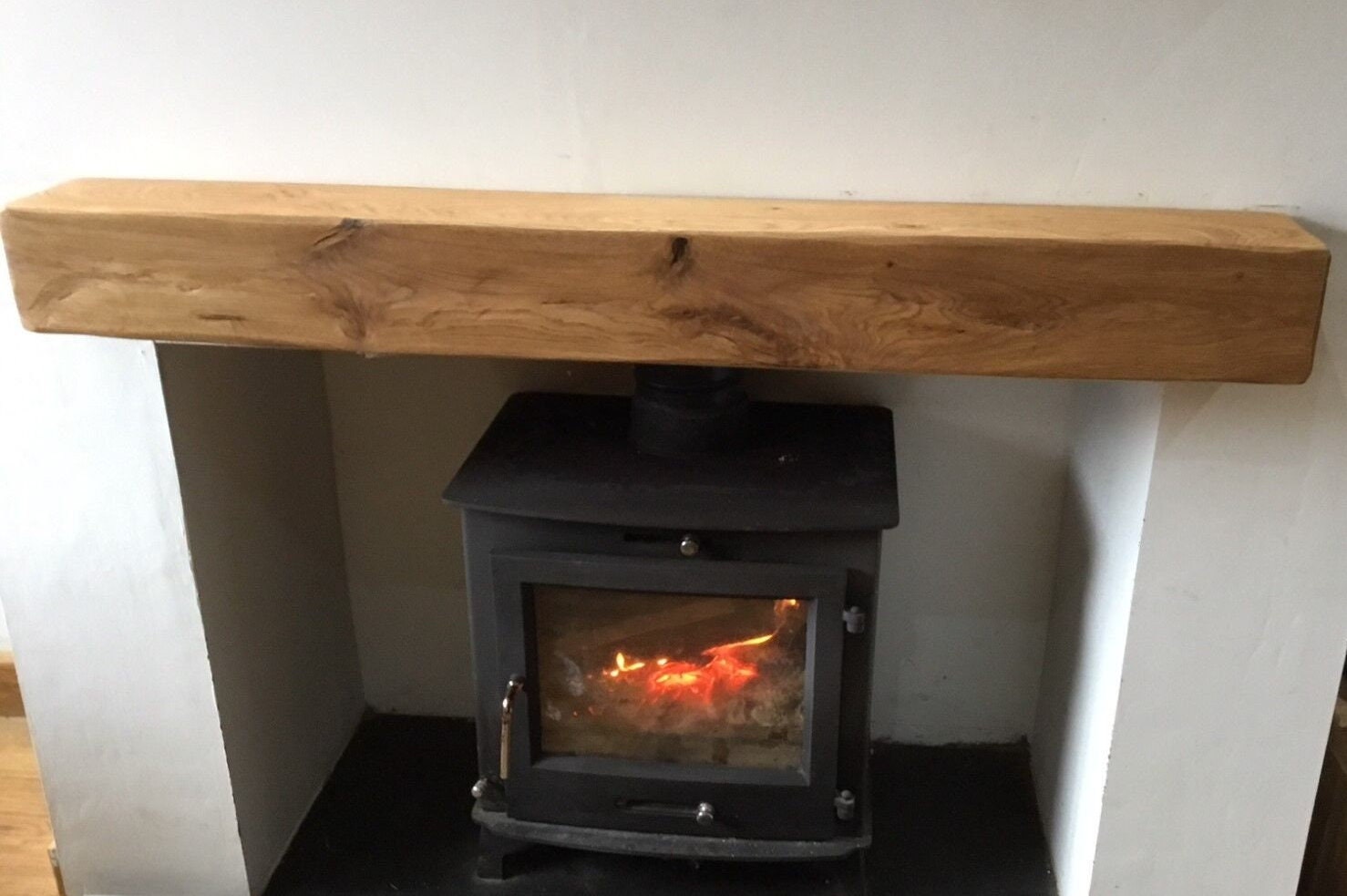Solid Oak Mantel Beam. Heritage Oak or Walnut Finish. 90mm X 90mm X ...