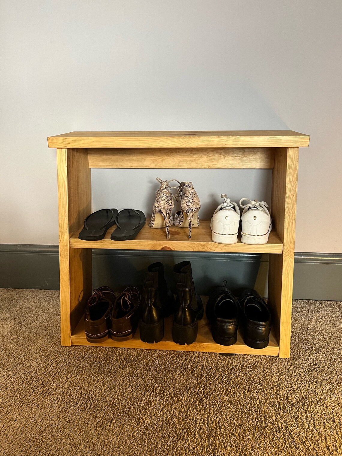 Solid Pine Shoe Rack. Unique, Sloped Design. Very Solid, Handmade ...