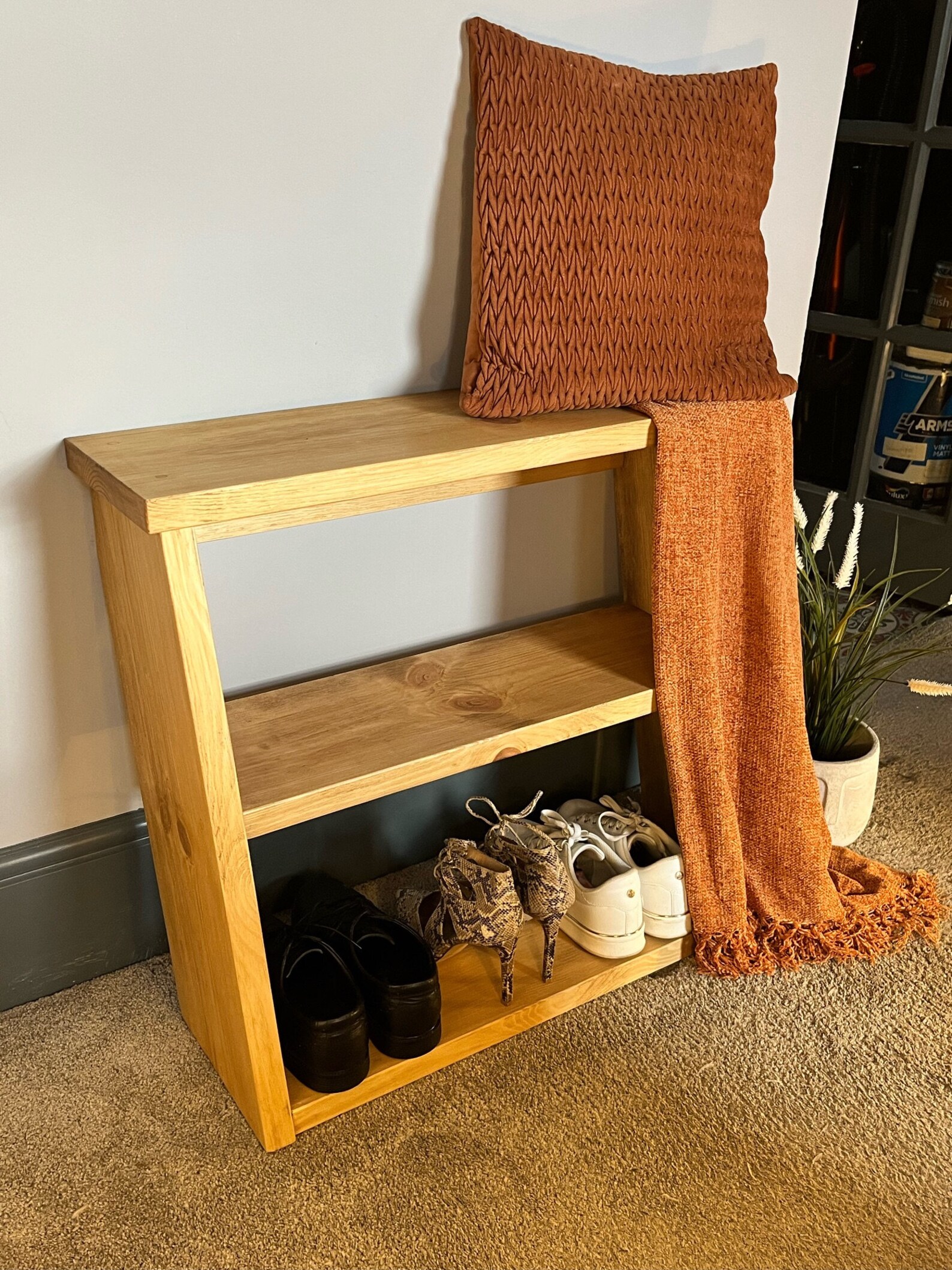 Solid Pine Shoe Rack. Unique, Sloped Design. Very Solid, Handmade ...