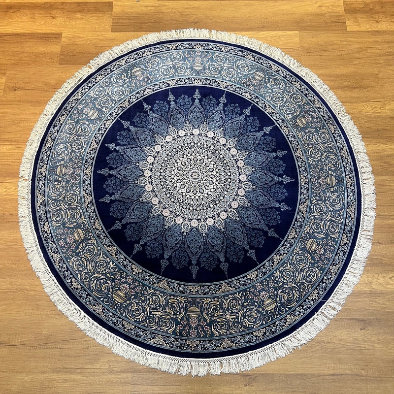 Blue Round Rug - Etsy