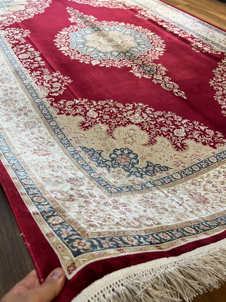 Red Bamboo Silk Turkish Rug, Oriental Style 6.46 X 9.38 Ft - Etsy