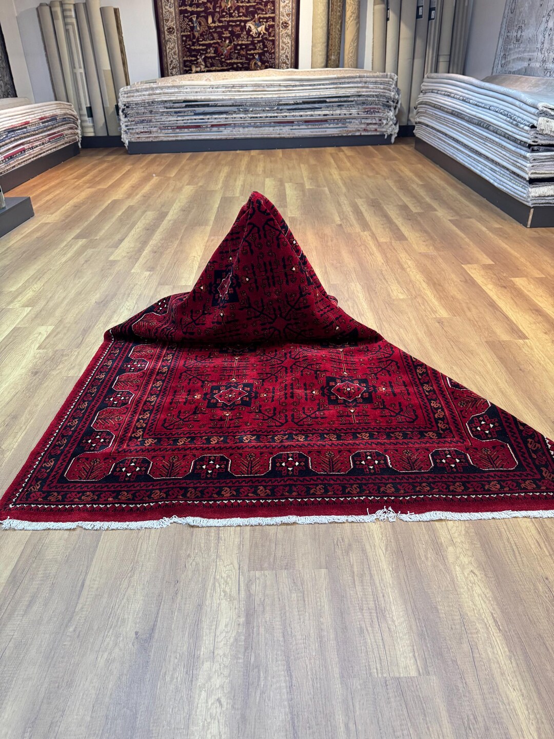 Afghan Rug, Turkmen Red Rug, Wool Afghan Rug, Afghan Bukhara Rug ...