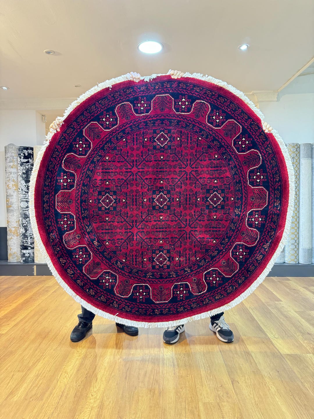 Round Afghan Rug, 5x5 Circle Rug, Round Turkmen Rug, Afghan Bukhara Rug ...