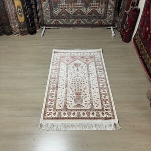 White Prayer Mat, Lux Prayer Rug, Bamboo Prayer Mat, Sajjada Rug ...