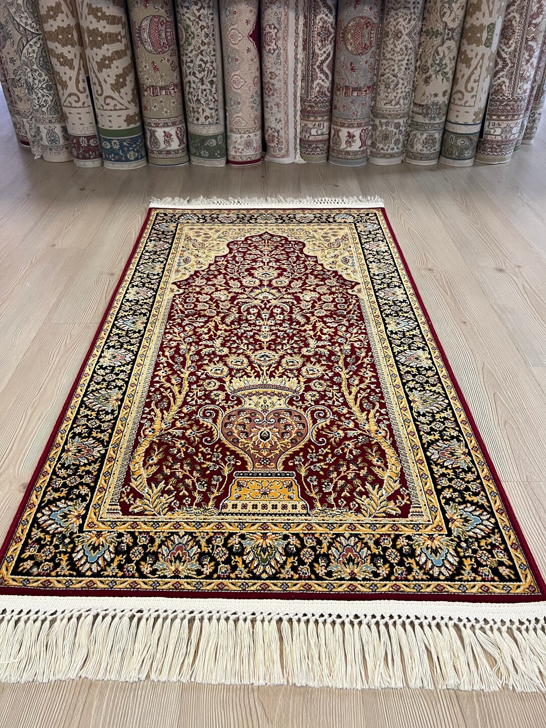 Bamboo Silk Prayer Rug, Turkish Janamaz Mat (2.23 Ft X 3.96 Ft) - Etsy