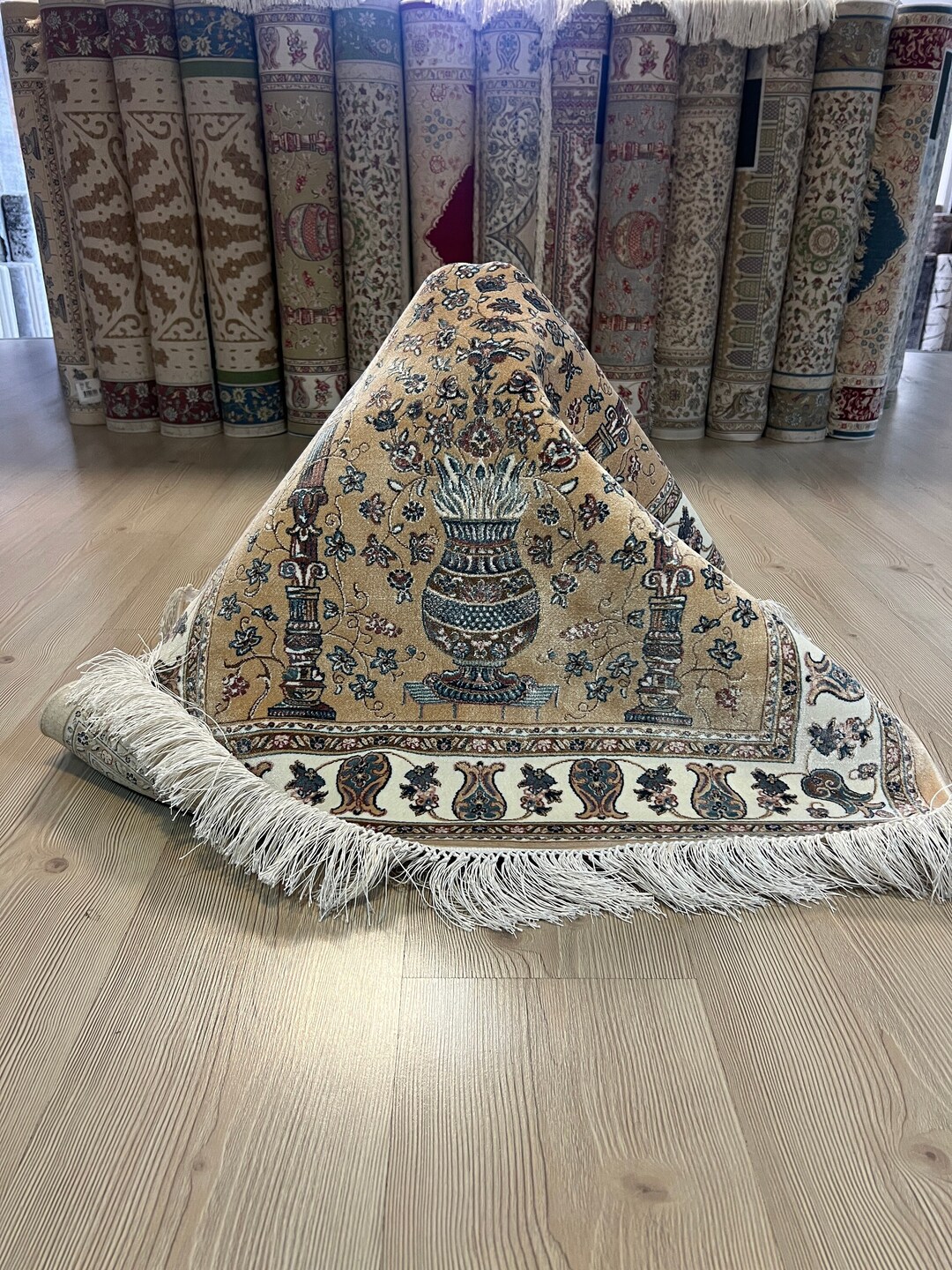 Janamaz Mat, Sajjada Rug, Bamboo Prayer Mat, Cream Prayer Rug, Cream ...