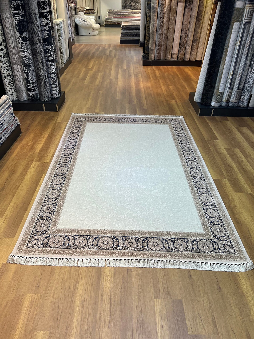 Large Oushak Rug, Turkish Silk Rug, 7x10 Silk Rug, Authentic Area Rug ...