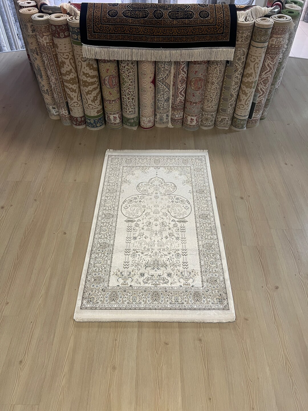 Prayer Rug, Prayer Mat, Sajjada Rug, White Prayer Rug, Prayer Gift Mat ...