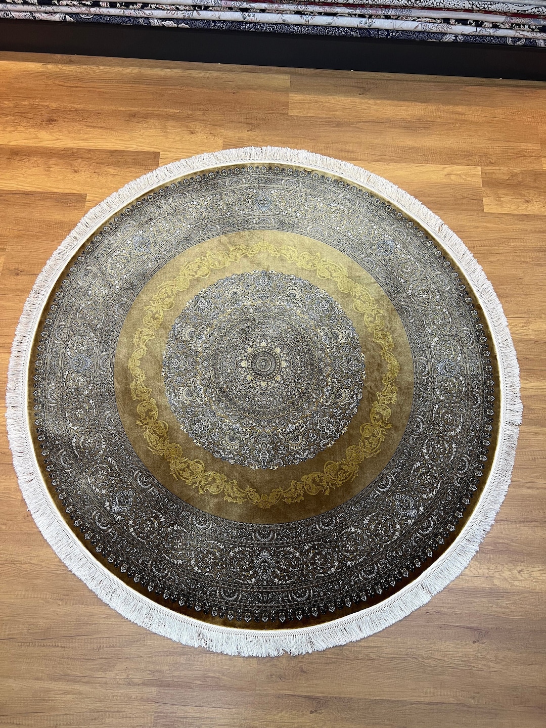 Round Rug, Turkish Round Rug, 5x5 Area Rug, 5x5 Gold Round Rug, Unique ...