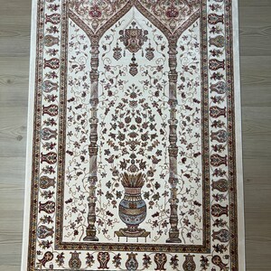 White Prayer Mat, Lux Prayer Rug, Bamboo Prayer Mat, Sajjada Rug ...