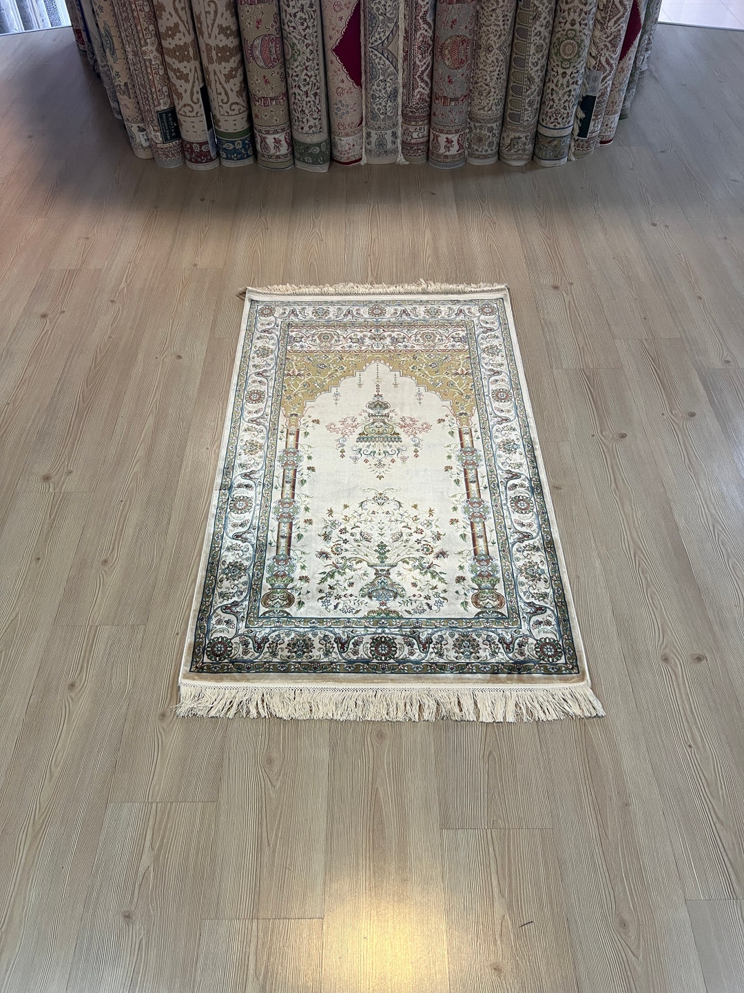 Islamic Prayer Silk Rug, 3x4 Lux Silk Rug, Ramadan Gift Rug, Sajadah ...