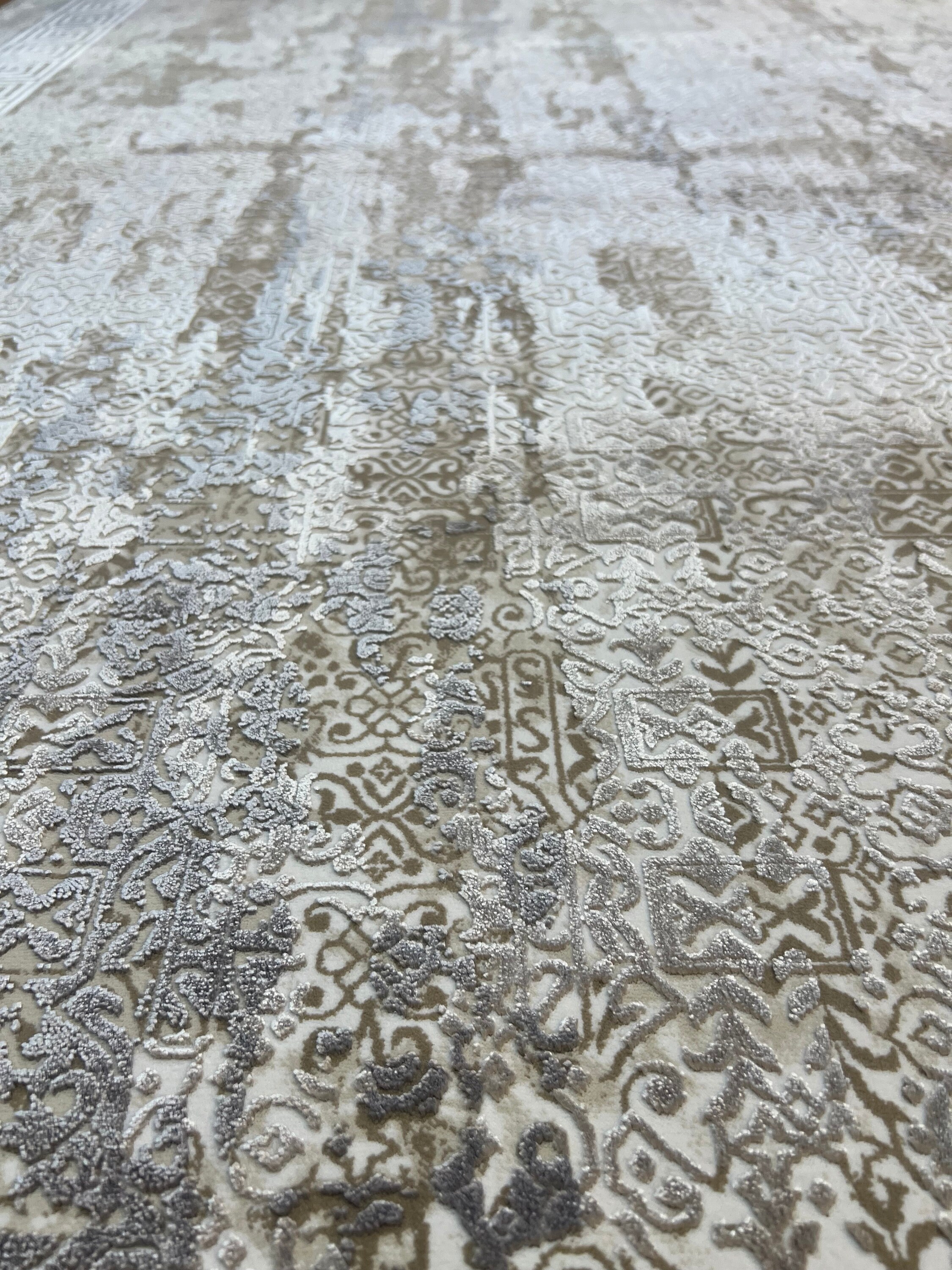 Cream Gray Carpet, Modern Rug, Bordered Rug, Bamboo Silk Rug, Rustic ...