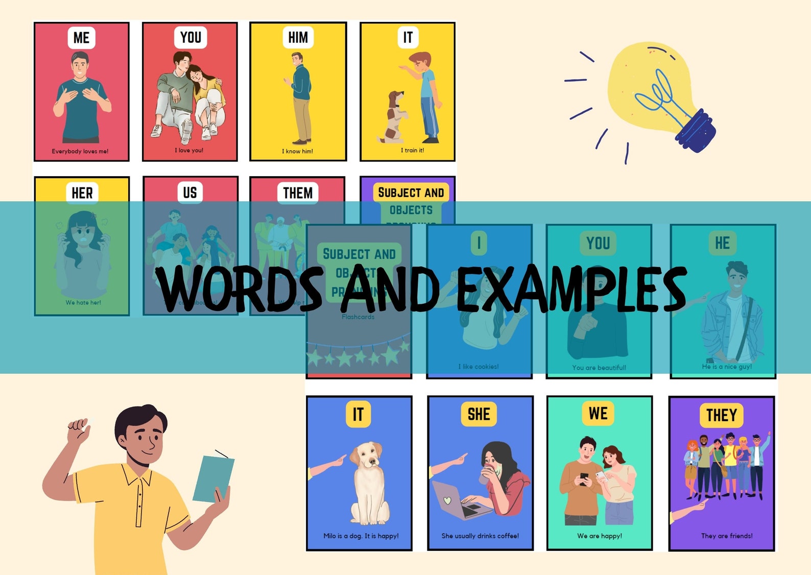 Subject and Object Pronouns FLASHCARDS - Etsy