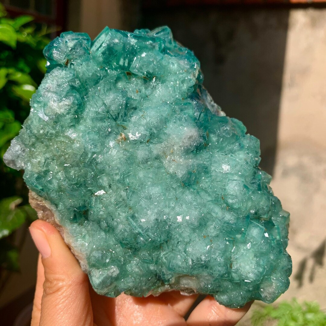 797g Natural Rough Green Fluorite Quartz Cluster From Congo, Gemstone ...