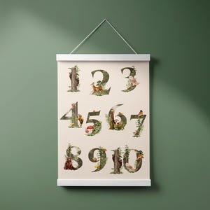 Printable Woodland Animals Number Chart, Downloadable Forest Number Set ...