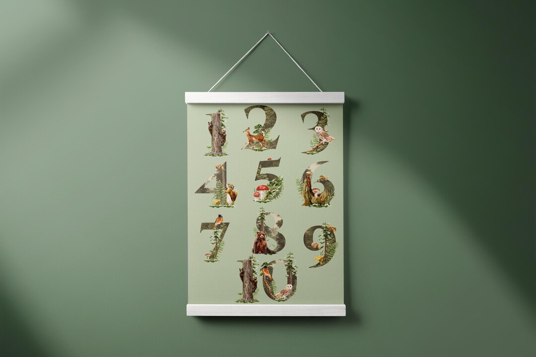 Printable Woodland Animals Number Chart, Downloadable Forest Number Set ...