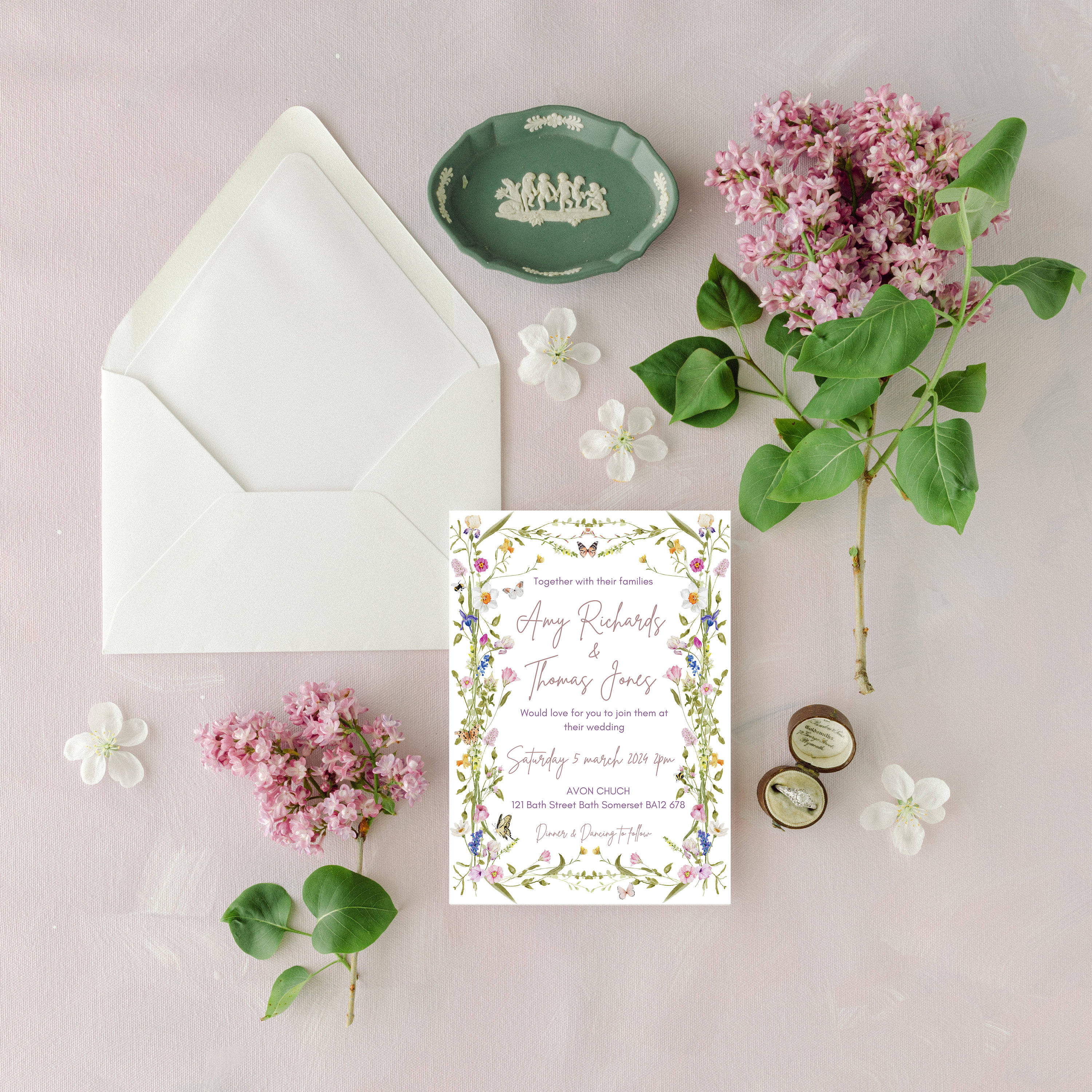 Spring Flower Editable Digital Wedding Invite, Printable Wildflower ...