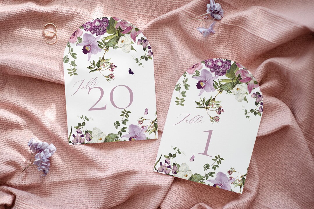 Floral Arched Printable Table Numbers, Downloadable Lilac Wedding ...