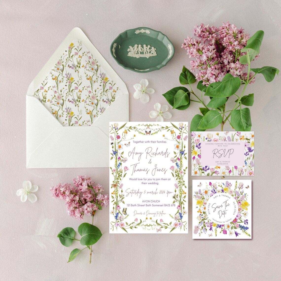 Spring Flower Editable Digital Wedding Invite, Printable Wildflower ...