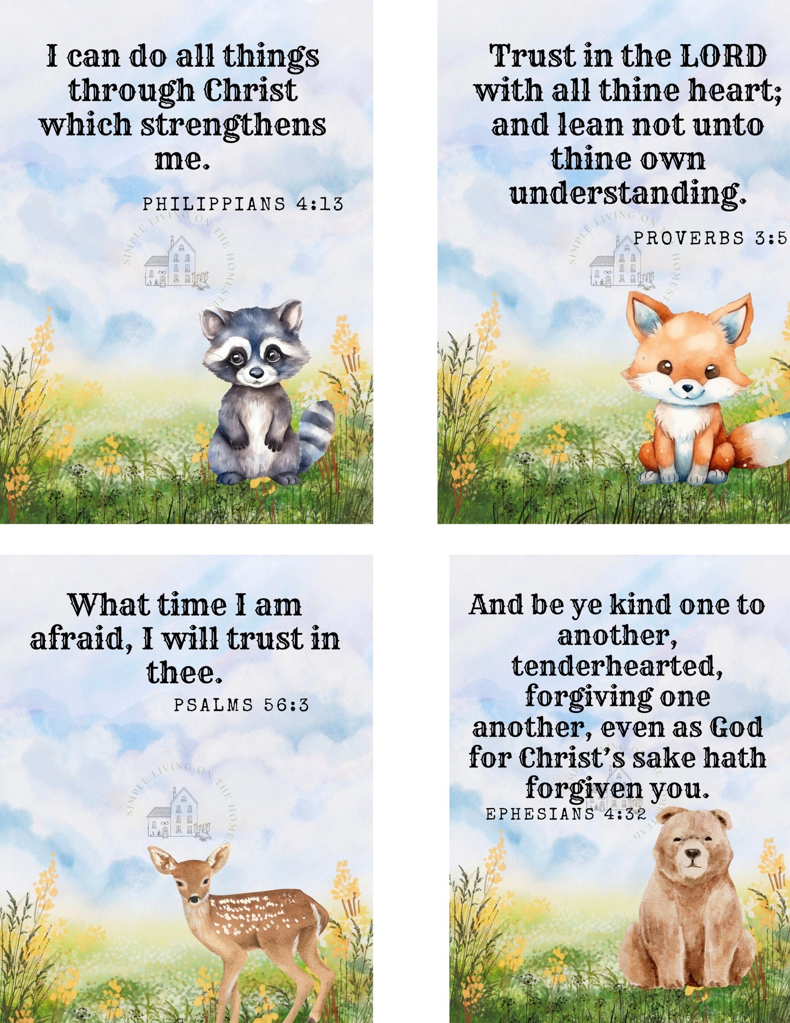 Woodland Animal Nursery Digital Download With Inspirational KJV Bible ...