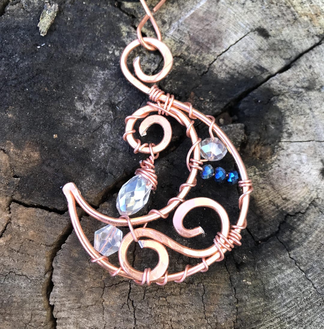 Wire Wrap Moon Pendant - Etsy