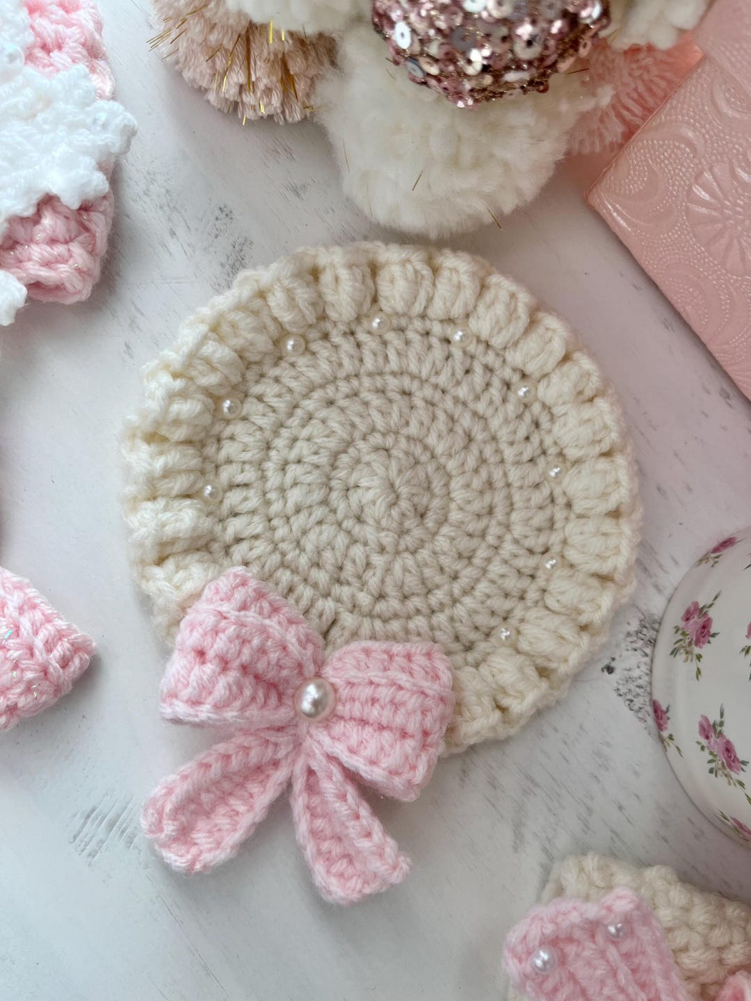 Pink Bow Coaster - Etsy