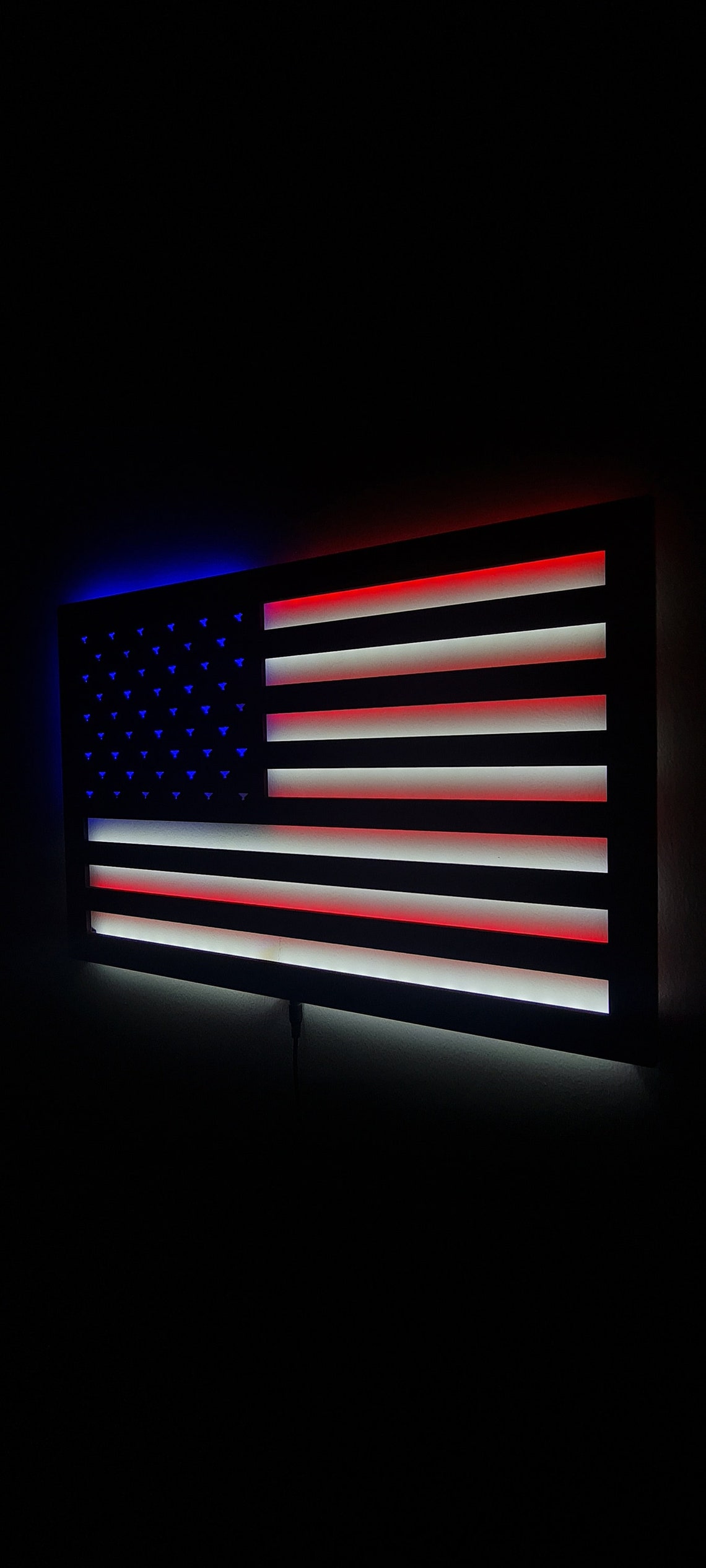 Amerikan Flag Led Lighted Sign, USA Flag Wall Decor, Illuminated Flag ...