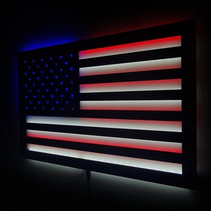 Amerikan Flag Led Lighted Sign, USA Flag Wall Decor, Illuminated Flag ...