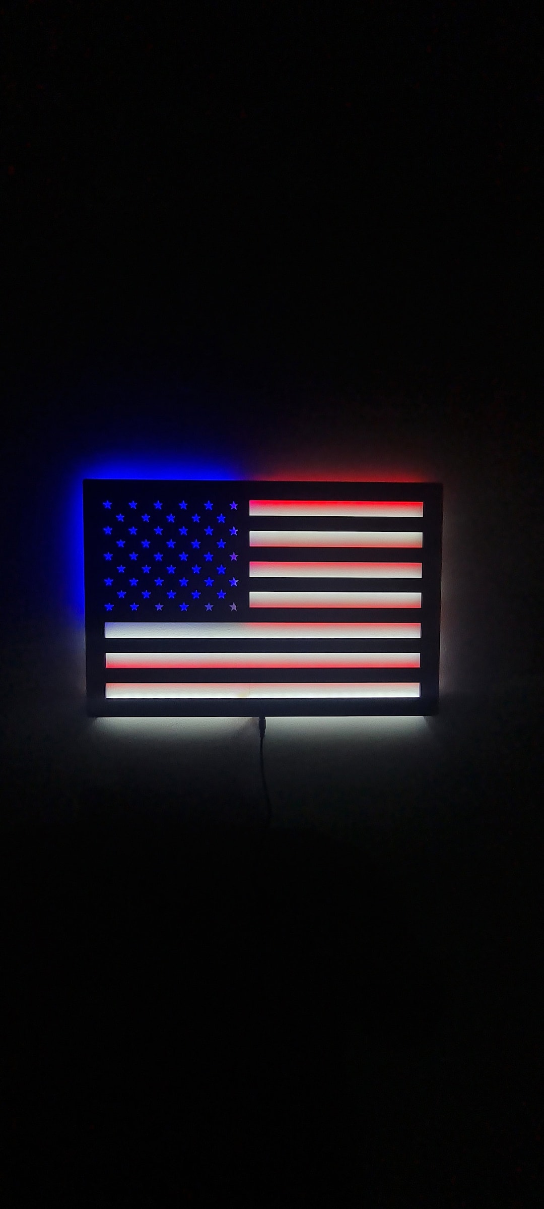 Amerikan Flag Led Lighted Sign, USA Flag Wall Decor, Illuminated Flag ...