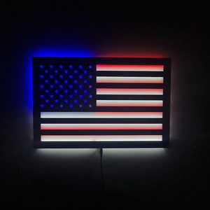 Amerikan Flag Led Lighted Sign, USA Flag Wall Decor, Illuminated Flag ...