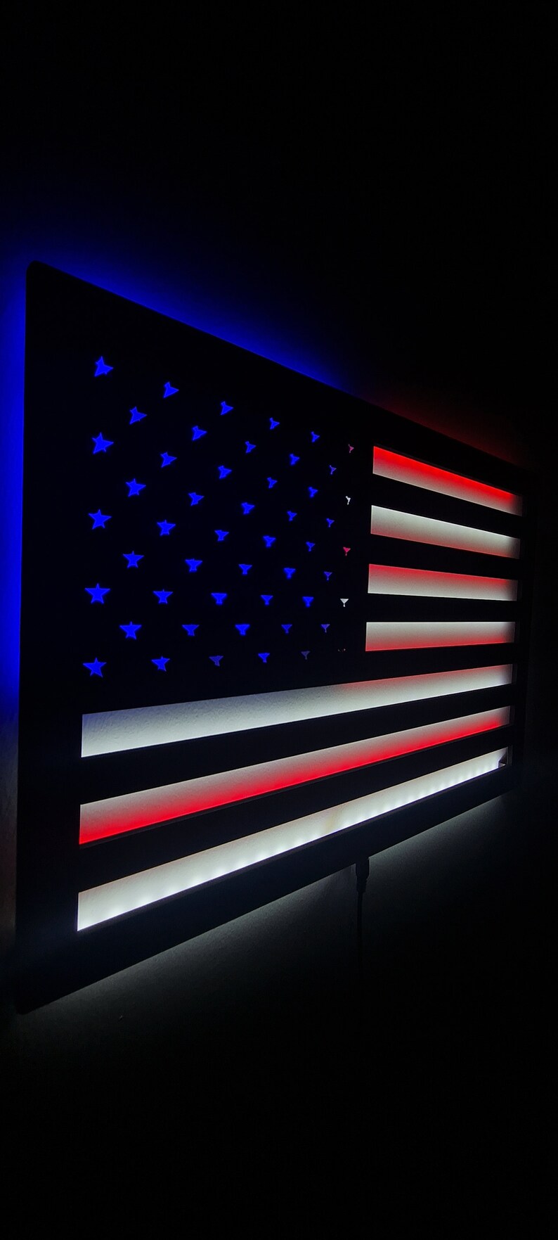 Amerikan Flag Led Lighted Sign, USA Flag Wall Decor, Illuminated Flag ...