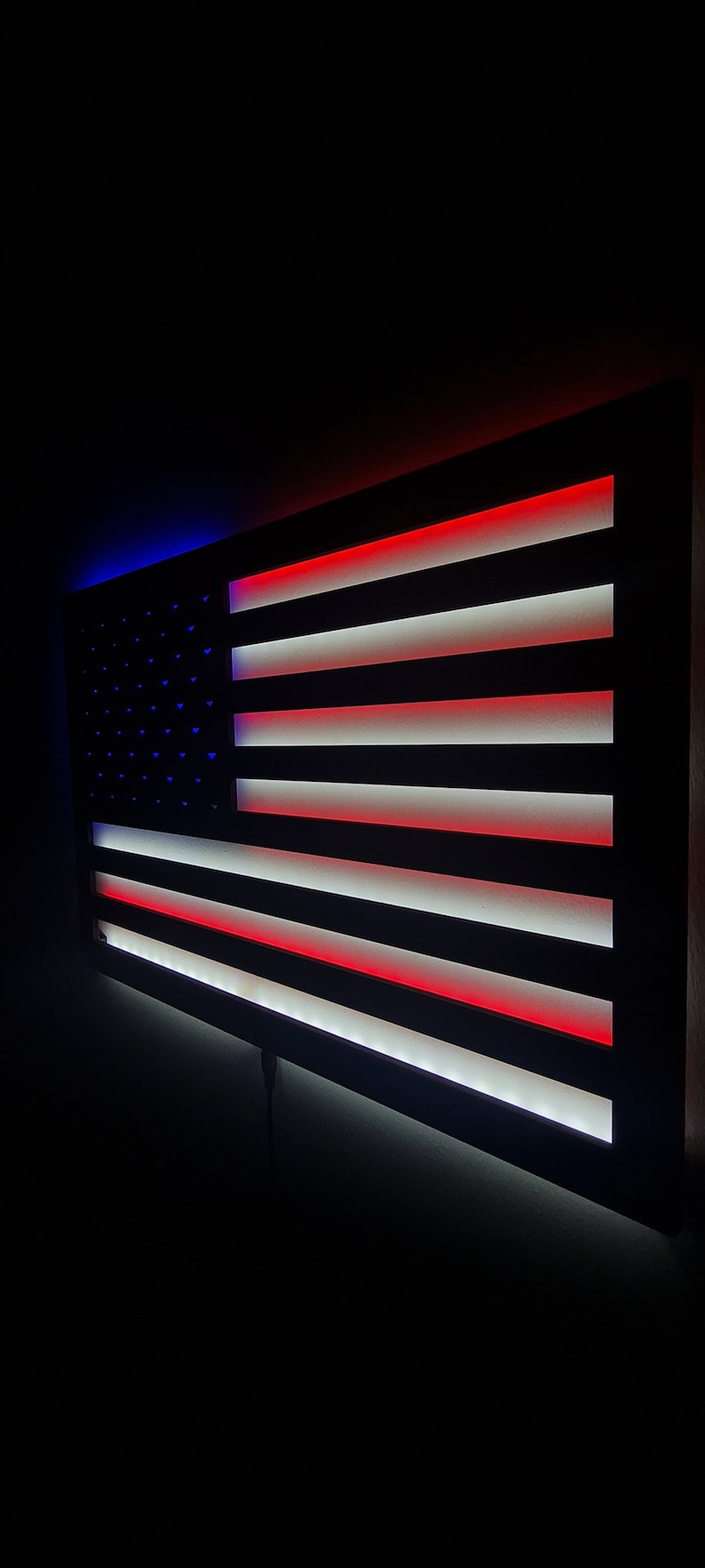 Amerikan Flag Led Lighted Sign, USA Flag Wall Decor, Illuminated Flag ...
