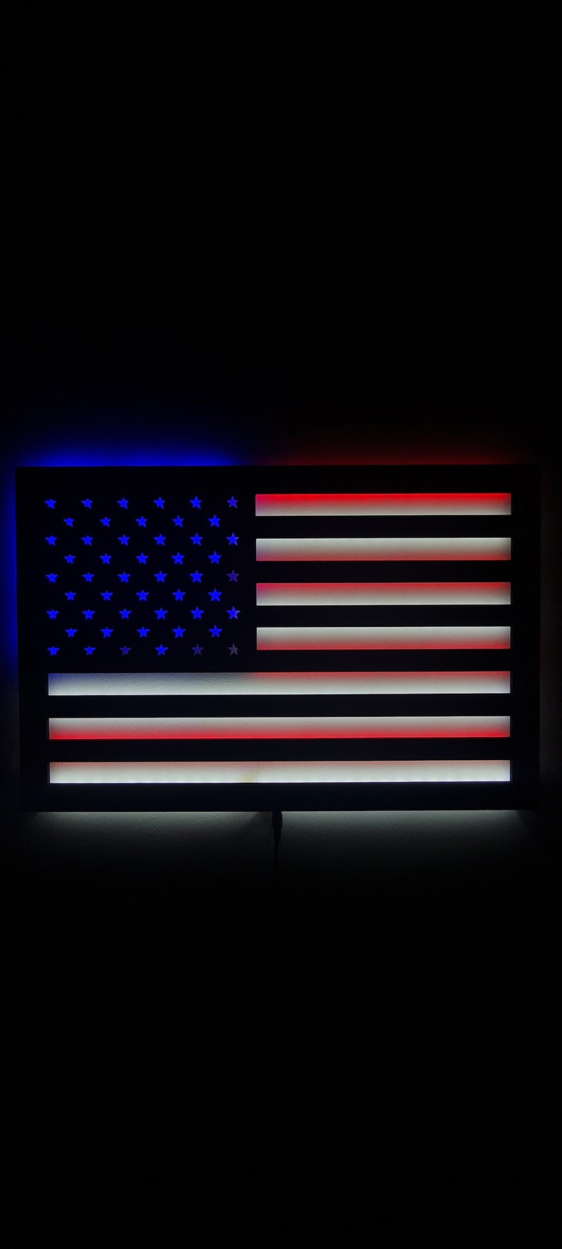 Amerikan Flag Led Lighted Sign, USA Flag Wall Decor, Illuminated Flag ...