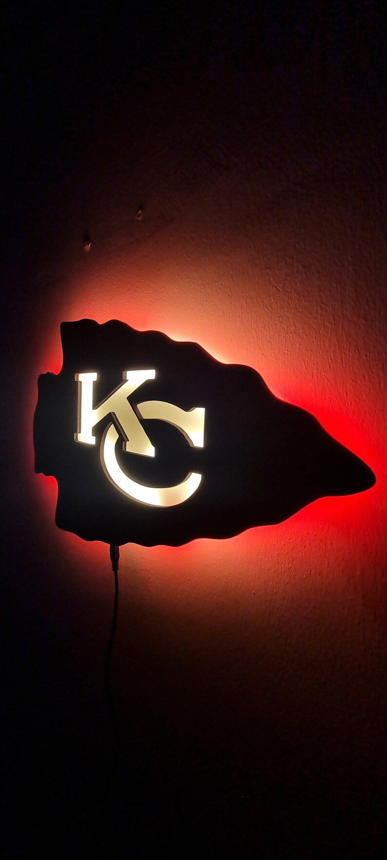 Kansas City Chiefs LED Lighted Sign, NFL Fan Gift, Premium American ...