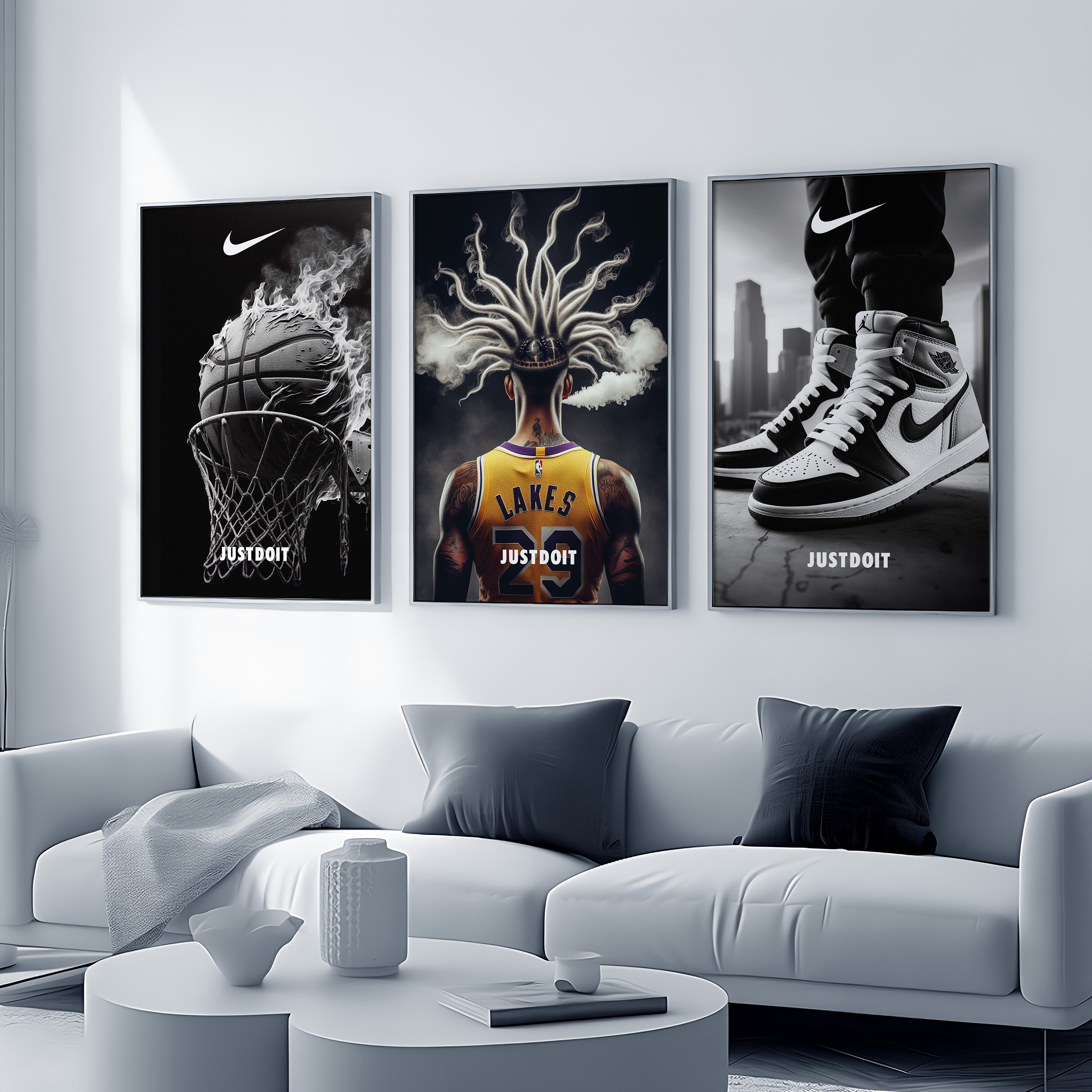 Nike Poster Motivational Quote BLACK DESIGN, Just Do It Poster, Set of ...