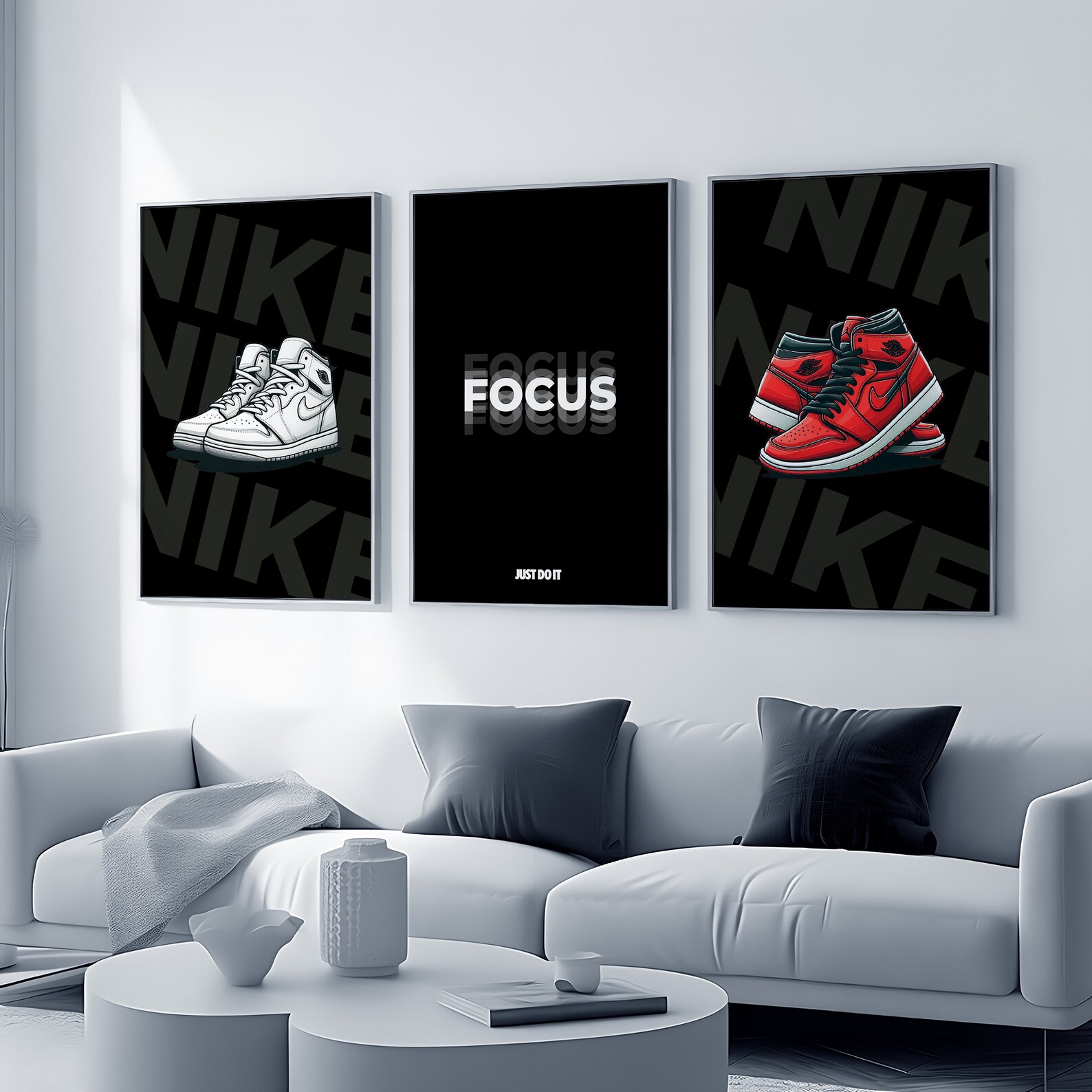 Nike Poster Motivational Quote BLACK DESIGN, Just Do It Poster, Set of ...