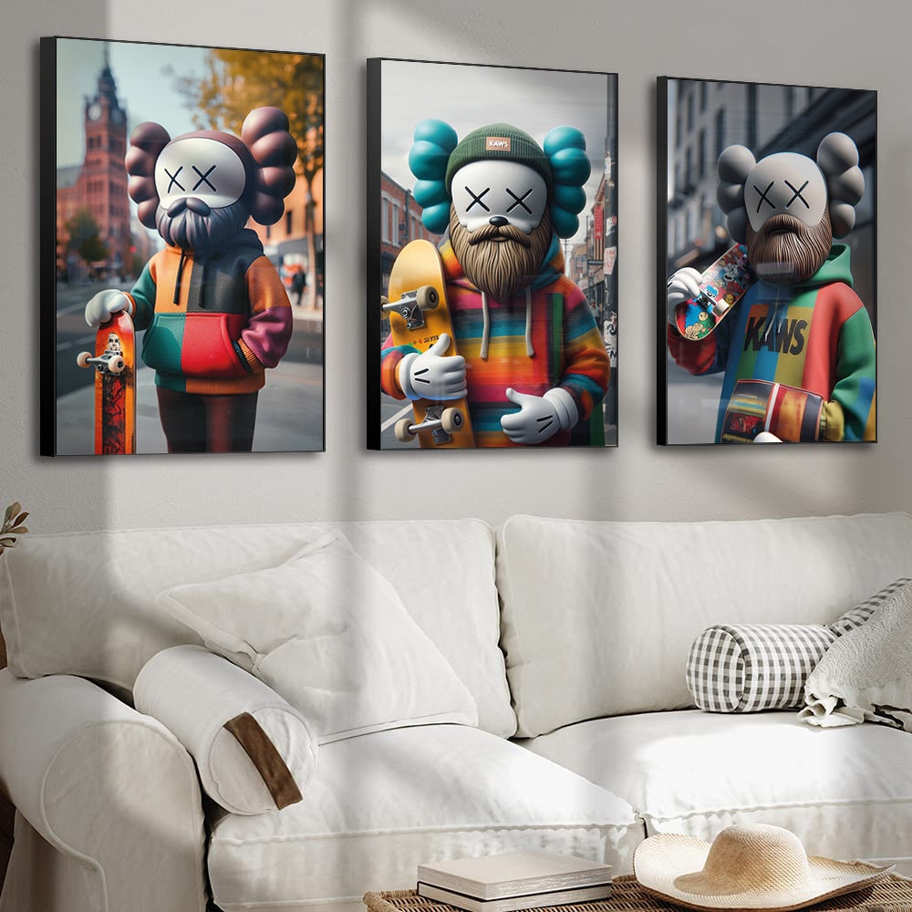 Hypebeast Figure Poster Set ,set of 3,printable KAWS Graffiti Poster ...