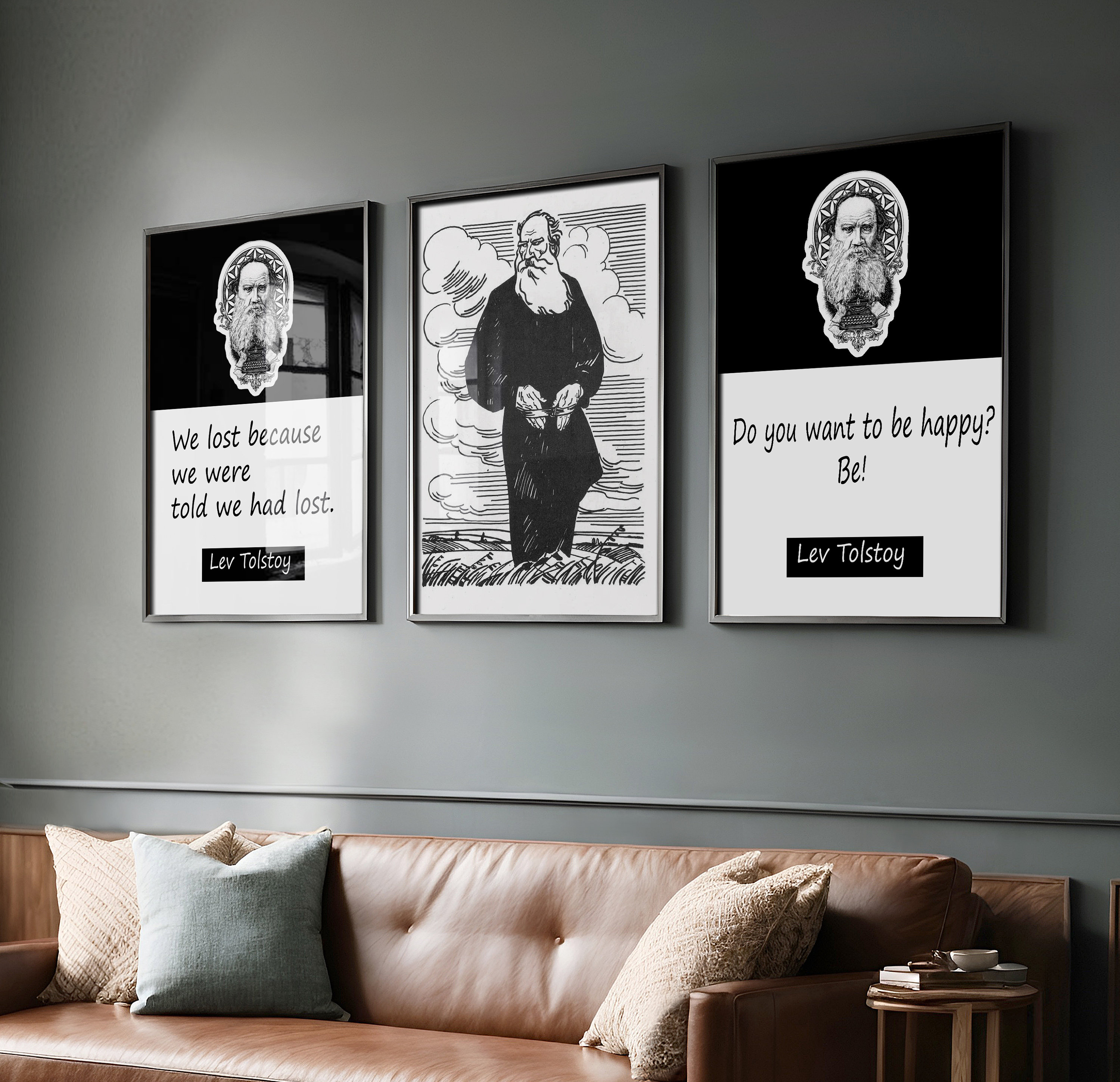 Lev Tolstoy Tablo Trio, Famous Writer Quote Posters, Office or Library ...