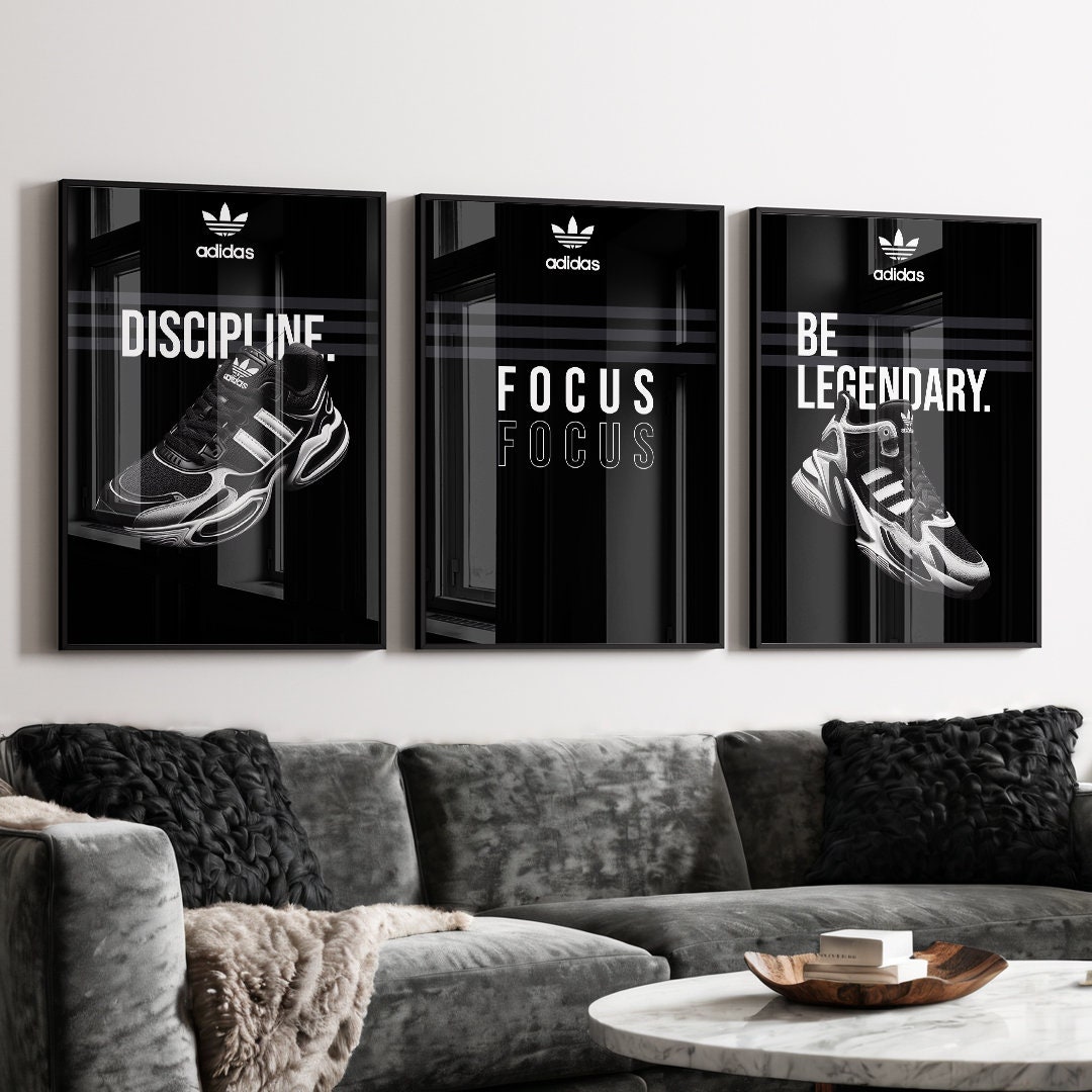 Adidas Poster Motivational Quote BLACK DESIGN, Adidas Poster, Set of 3 ...