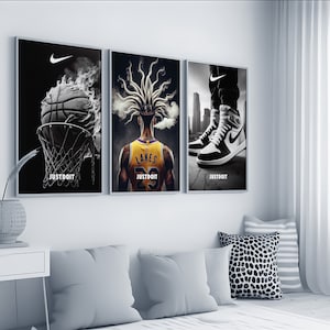 Nike Poster Motivational Quote BLACK DESIGN, Just Do It Poster, Set of ...