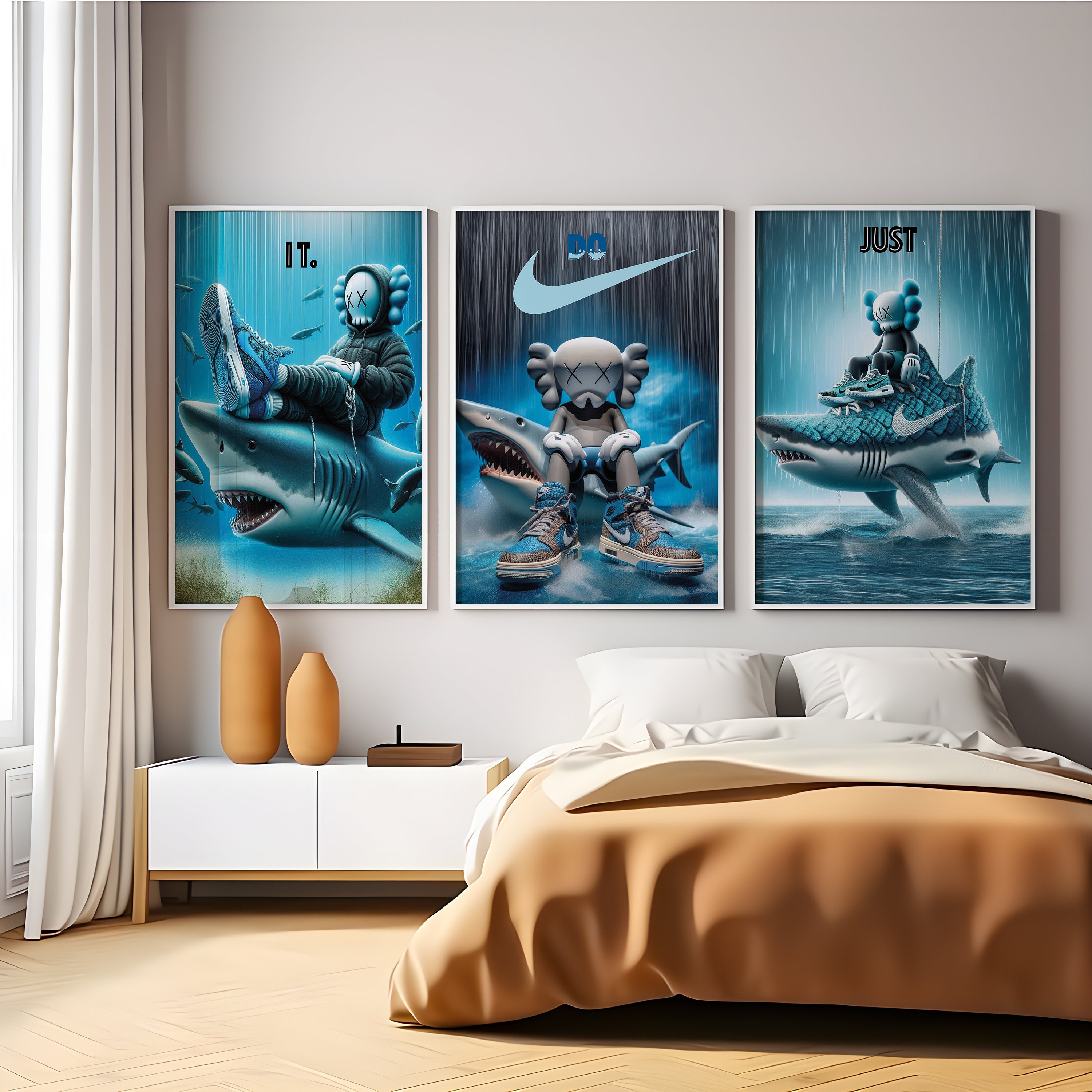 The Shark Hypebeast Figure Poster Set ,set of 3,printable KAWS Graffiti ...