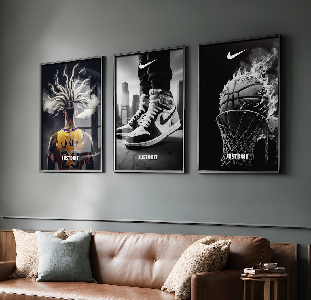 Nike Poster Motivational Quote BLACK DESIGN, Just Do It Poster, Set of ...