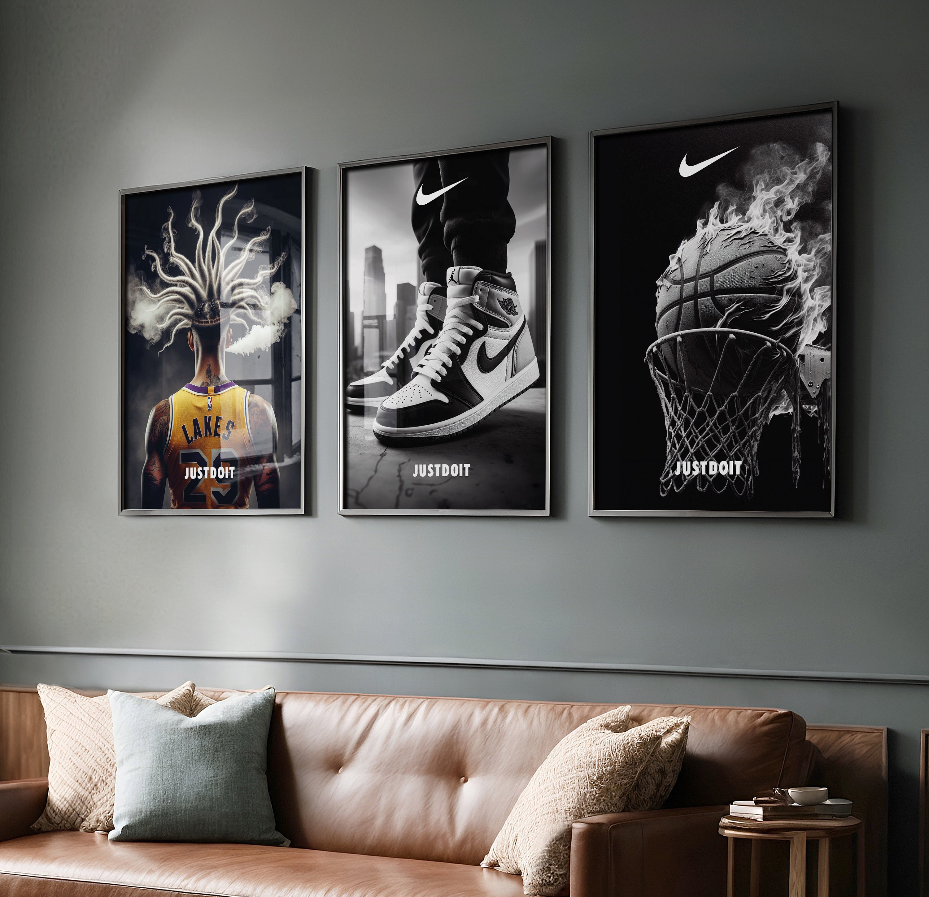 Nike Poster Motivational Quote BLACK DESIGN, Just Do It Poster, Set of ...