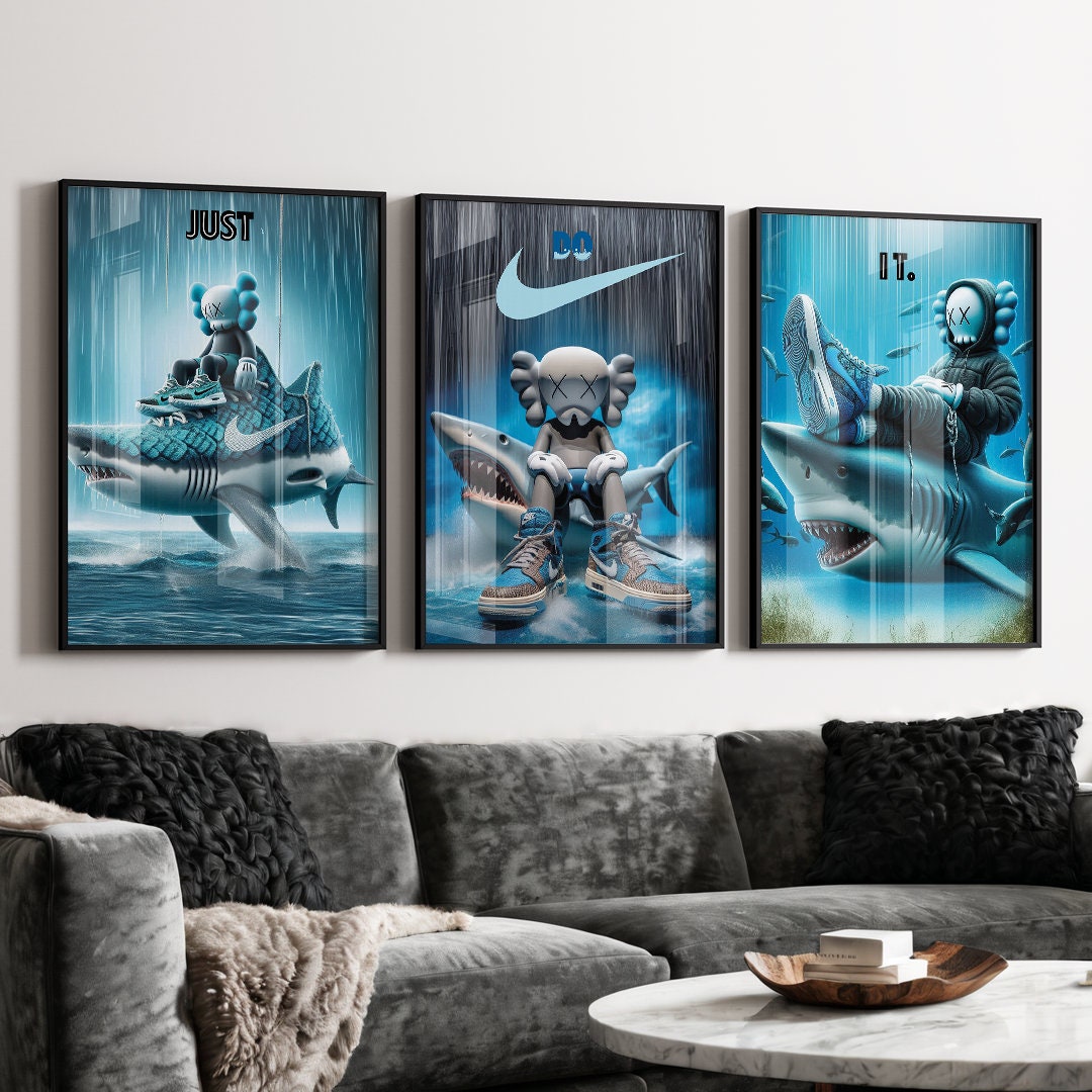 The Shark Hypebeast Figure Poster Set ,set of 3,printable KAWS Graffiti ...