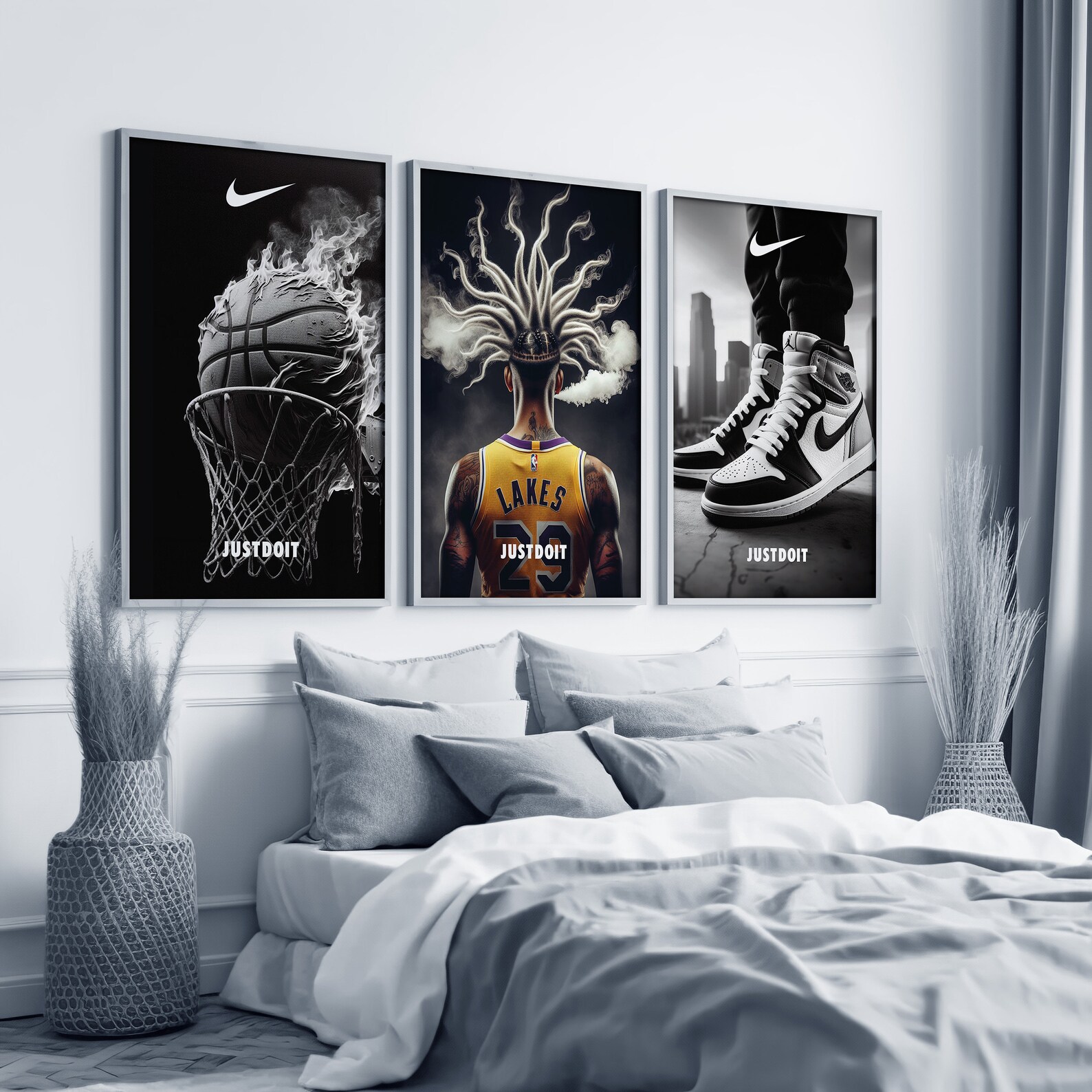 Nike Poster Motivational Quote BLACK DESIGN, Just Do It Poster, Set of ...