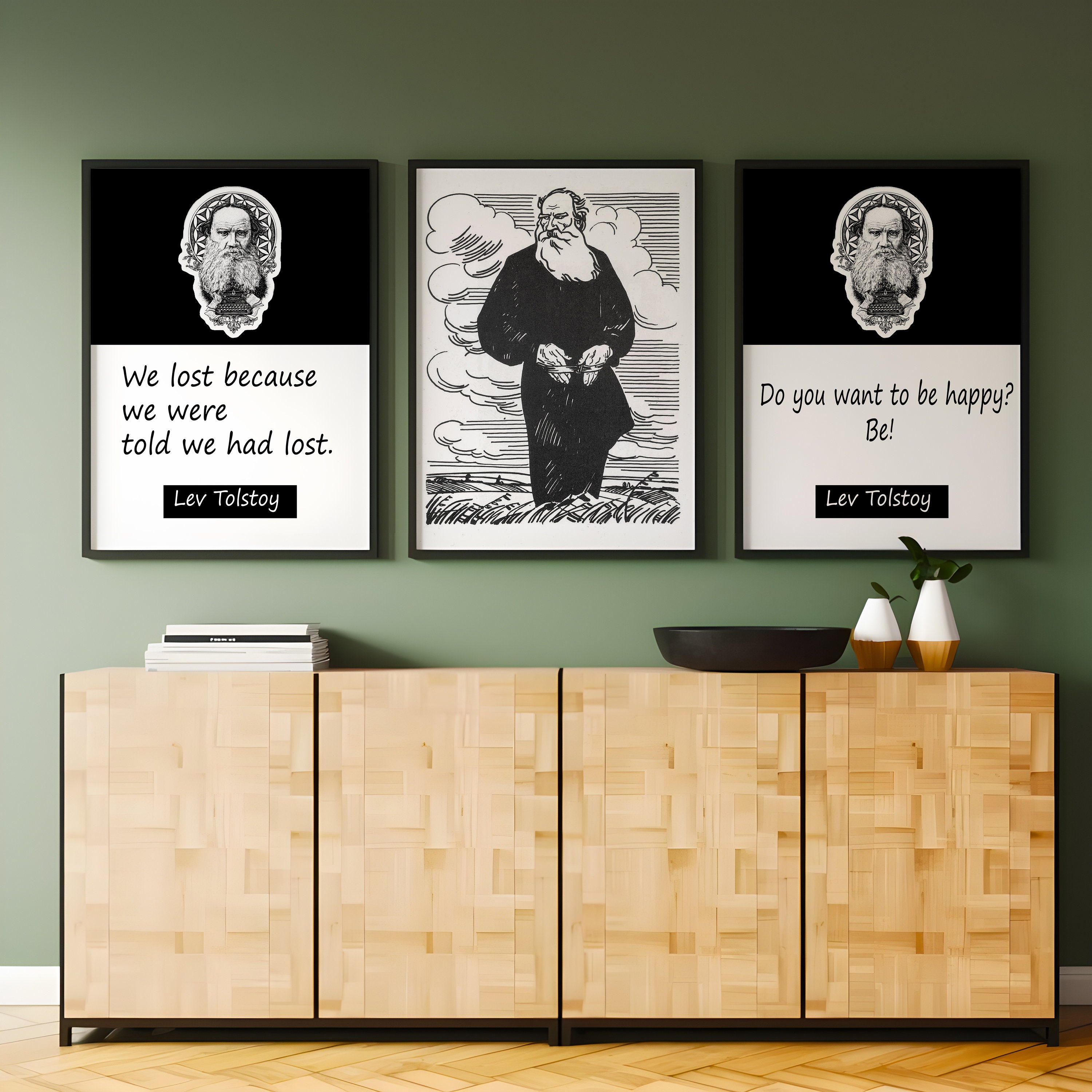 Lev Tolstoy Tablo Trio, Famous Writer Quote Posters, Office or Library ...